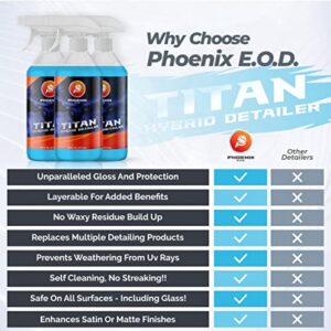 Phoenix E.O.D. Titan Hybrid Detailer (16oz) - Hybrid Ceramic Coating Detail Spray That Shines, Cleans & Protects - Top Coat Car Wash Polish & Paint Protectant - Longer Lasting Than Car Waxes