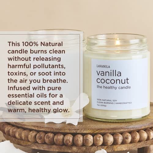 Lavanila Natural Soy Candle (2-Pack), Vanilla Coconut Scented - Clean Burning, Handcrafted, 7 oz Each