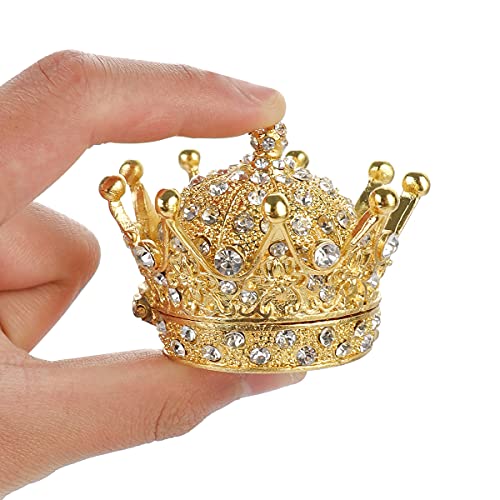 LONGSHENG - SINCE 2001 - Hand Painted Gold Crown Figurine Jewelry Trinket Box Wedding Favor Gift Ring Holder Desk Decor