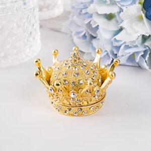 LONGSHENG - SINCE 2001 - Hand Painted Gold Crown Figurine Jewelry Trinket Box Wedding Favor Gift Ring Holder Desk Decor