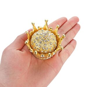 LONGSHENG - SINCE 2001 - Hand Painted Gold Crown Figurine Jewelry Trinket Box Wedding Favor Gift Ring Holder Desk Decor