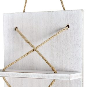 Elegant Designs HG1019-WWH Positano Nautical Rope 4 Bottle Vertical Wall Mounted Wood Wine Rack, White Wash