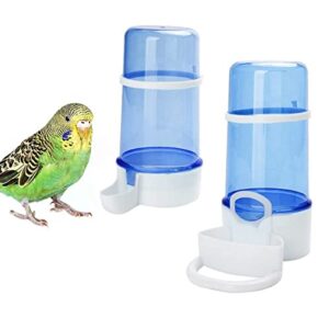 automatic bird feeder, 2 pack bird water dispenser for cage, no-mess parrot feeder bird water feeder bird cage feeder parakeet water dispenser water bottle drinker feeder food seed dispenser 415ml