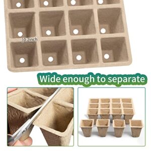 160Cells Seedling Start Trays with Drain Holes,10pcs Peat Pots Seedling Pots Biodegradable,Seedling Starter Kit,Organic Germination Plant Starter Trays(100xLabels,2xTransplant Tools,1xSpray Bottle)