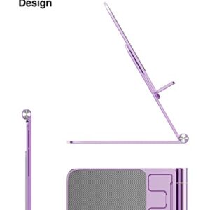 MEISO Cell Phone Stand, Fully Foldable Phone Holder for Desk, Desktop Mobile Phone Cradle Dock Compatible with iPhone, Samsung Galaxy, iPad Mini, Tablets Up to 10” (Lilac Purple)