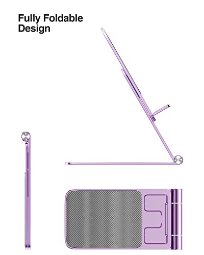 MEISO Cell Phone Stand, Fully Foldable Phone Holder for Desk, Desktop Mobile Phone Cradle Dock Compatible with iPhone, Samsung Galaxy, iPad Mini, Tablets Up to 10” (Lilac Purple)