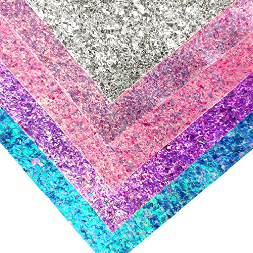 10 Pack Chunky Crude Glitter Faux Leather Sheets Iridescent Christmas Glitter Leather Sheets for Earring Keychains Craft Sewing Fabric,A4 Size,30cmx21cm