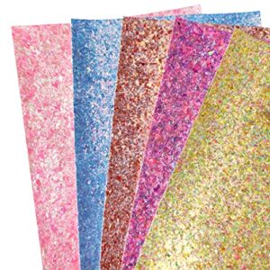 10 Pack Chunky Crude Glitter Faux Leather Sheets Iridescent Christmas Glitter Leather Sheets for Earring Keychains Craft Sewing Fabric,A4 Size,30cmx21cm