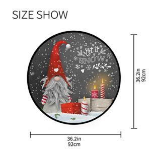 Winter Gnome Quotes Cute Area Rug Let It Snow Round Circle Floor Mat 3ft Area Carpet for Home Dining Living Room Holiday Seasonal Decor Soft Non Skid