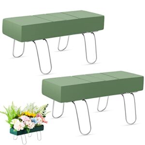 tondiamo 2 pieces galvanized gravestone saddle 12 x 11 inch cemetery headstone saddle with floral foam headstone flower saddle floral tombstone saddle green