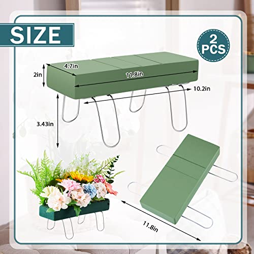 Tondiamo 2 Pieces Galvanized Gravestone Saddle 12 x 11 Inch Cemetery Headstone Saddle with Floral Foam Headstone Flower Saddle Floral Tombstone Saddle Green