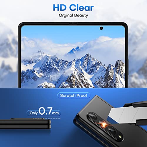 TOCOL [6 Items Designed for Samsung Galaxy Z Fold 3 5G- 2 Pack Front Tempered Glass Screen Protector + 2 Pack Inside TPU Screen Protector + 2 Pack Tempered Glass Camera Lens Protector, Bubble Free