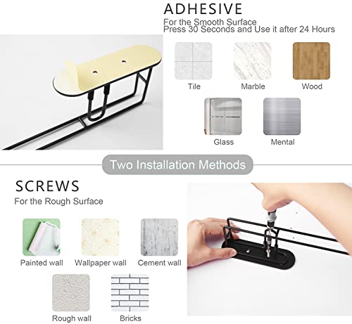 Paper Towel Holder Under Cabinet Mount - Self Adhesive Napkin Roll Holder Stick on Wall, Stainless Steel Black