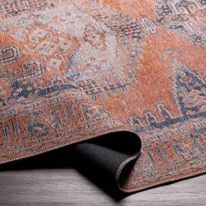 Mark&Day Washable Area Rugs, 5x7 Mackey Traditional Burnt Orange Area Rug, Orange/Beige Carpet for Living Room, Bedroom or Kitchen (5'3" x 7'3", Machine Washable)