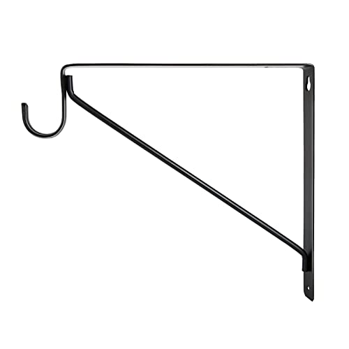 4Pack Closet Shelf & Rod Brackets, Black Closet Shelf Bracket with Rod Support, Wall Mounted Closet Rod Bracket with Screws, Clothes Hanger Pole Support Bracket for Both Shelf Storage and Closet Rod