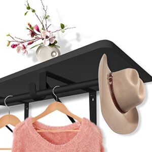 4Pack Closet Shelf & Rod Brackets, Black Closet Shelf Bracket with Rod Support, Wall Mounted Closet Rod Bracket with Screws, Clothes Hanger Pole Support Bracket for Both Shelf Storage and Closet Rod