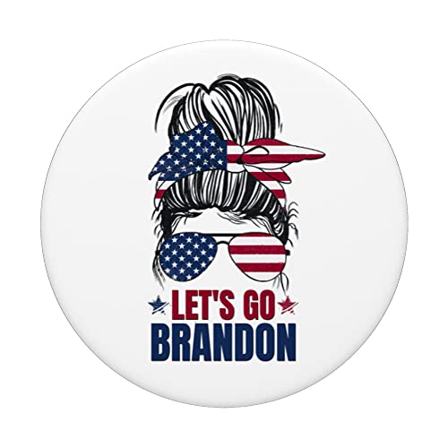 Let's Go Brandon Funny Messy Bun for Women PopSockets Swappable PopGrip