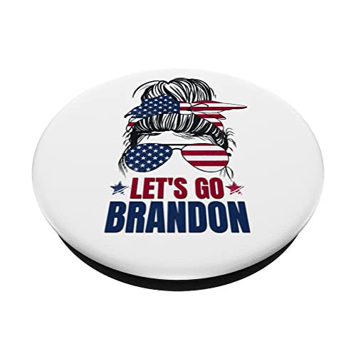 Let's Go Brandon Funny Messy Bun for Women PopSockets Swappable PopGrip