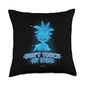 rick and morty rick says don't touch my stuff throw pillow, 18x18, multicolor