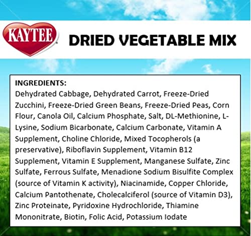 Kaytee Pet Bird Veggie Mix for Pet Parakeets, Cockatiels, Conures, and Parrots, 3.5 Ounce