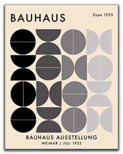 bauhaus mid century modern wall art - 11x14" unframed print - abstract, minimal wall decor - exhibition poster replication (black)