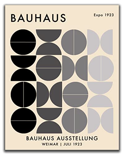 Bauhaus Mid Century Modern Wall Art - 11x14" UNFRAMED Print - Abstract, Minimal Wall Decor - Exhibition Poster Replication (Black)