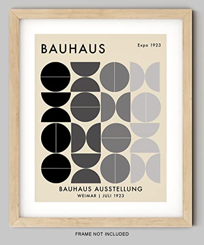 Bauhaus Mid Century Modern Wall Art - 11x14" UNFRAMED Print - Abstract, Minimal Wall Decor - Exhibition Poster Replication (Black)