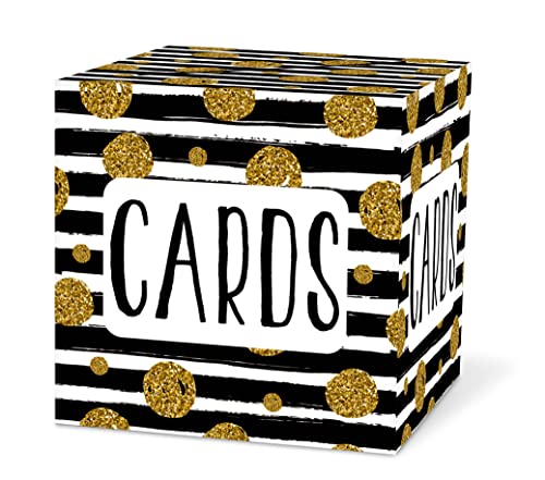 Black and Gold Card Box – 8”*8”*8” Gift Or Money Box Holder for Wedding,Baby or Bridal Shower,Birthday, Graduation,Engagement, Party Favor, Decorations, 1 Set(hezi-A001)