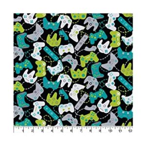 Emma & Mila 1 Yard Precut Cotton Fabric - Game On Controller 4 pc.