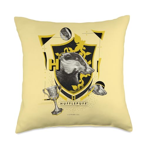 Harry Potter Hufflepuff Shield Realistic Badger Throw Pillow, 18x18, Multicolor