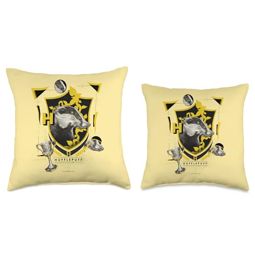 Harry Potter Hufflepuff Shield Realistic Badger Throw Pillow, 18x18, Multicolor