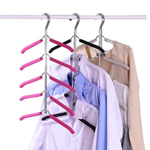 multi-layer clothes hangers blouse tree hangers 3 pack 5 in 1 non slip space saving stainless steel shirt hangers closet organizer（3，grey）