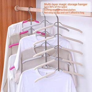 Multi-Layer Clothes Hangers Blouse Tree Hangers 3 Pack 5 in 1 Non Slip Space Saving Stainless Steel Shirt Hangers Closet Organizer（3，Grey）