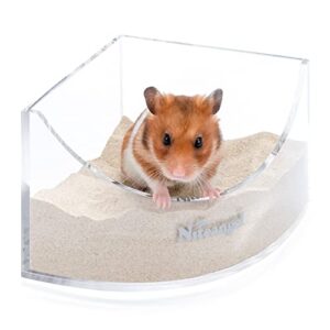 niteangel small animal sand-bath box - acrylic critter's sand bath shower room & digging sand container for hamsters mice lemming gerbils or other small pets (fan-shaped, transparent)