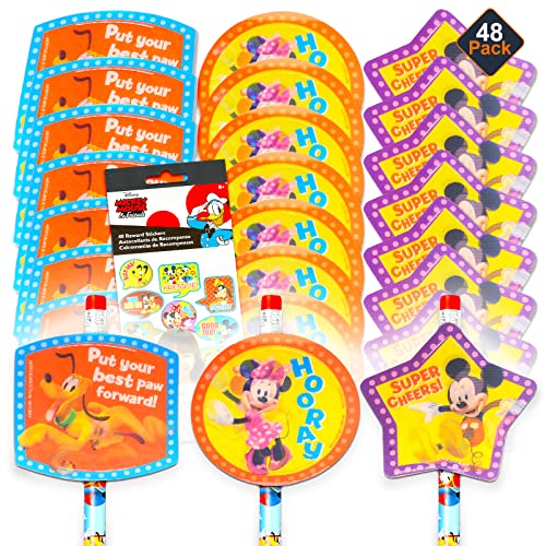 Classic Disney Disney Classroom Rewards for Teachers, Students ~ Teacher Supplies Bundle with 48 Mickey Mouse and Minnie Mouse Pencil Toppers with Stickers | Disney Classroom Decorations Theme