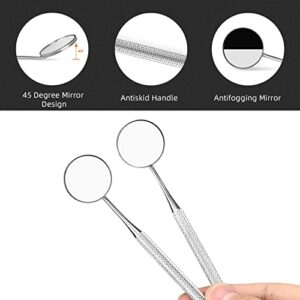 Dental Mirror Stainless Steel with Handle 6.5", Dentist Tool for Teeth Cleaning Plaque, Mouth Inspection, Lash Extension Mirror, Eyelash Extensions Dental Mirror Inspect Instrument Makeup - Pack of 2