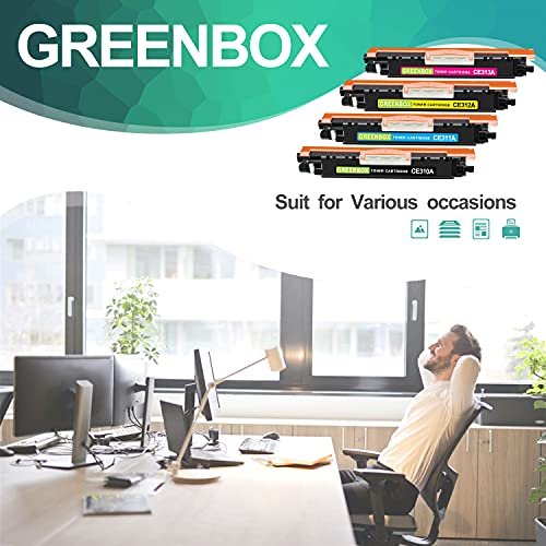 GREENBOX Remanufactured 126A Toner Cartridge Replacement for HP 126A CE310A CE311A CE312A CE313A for HP LaserJet Pro 100 Color MFP M175 M275 CP1025nw Printer (1 Black 1 Cyan 1 Yellow 1 Magenta)