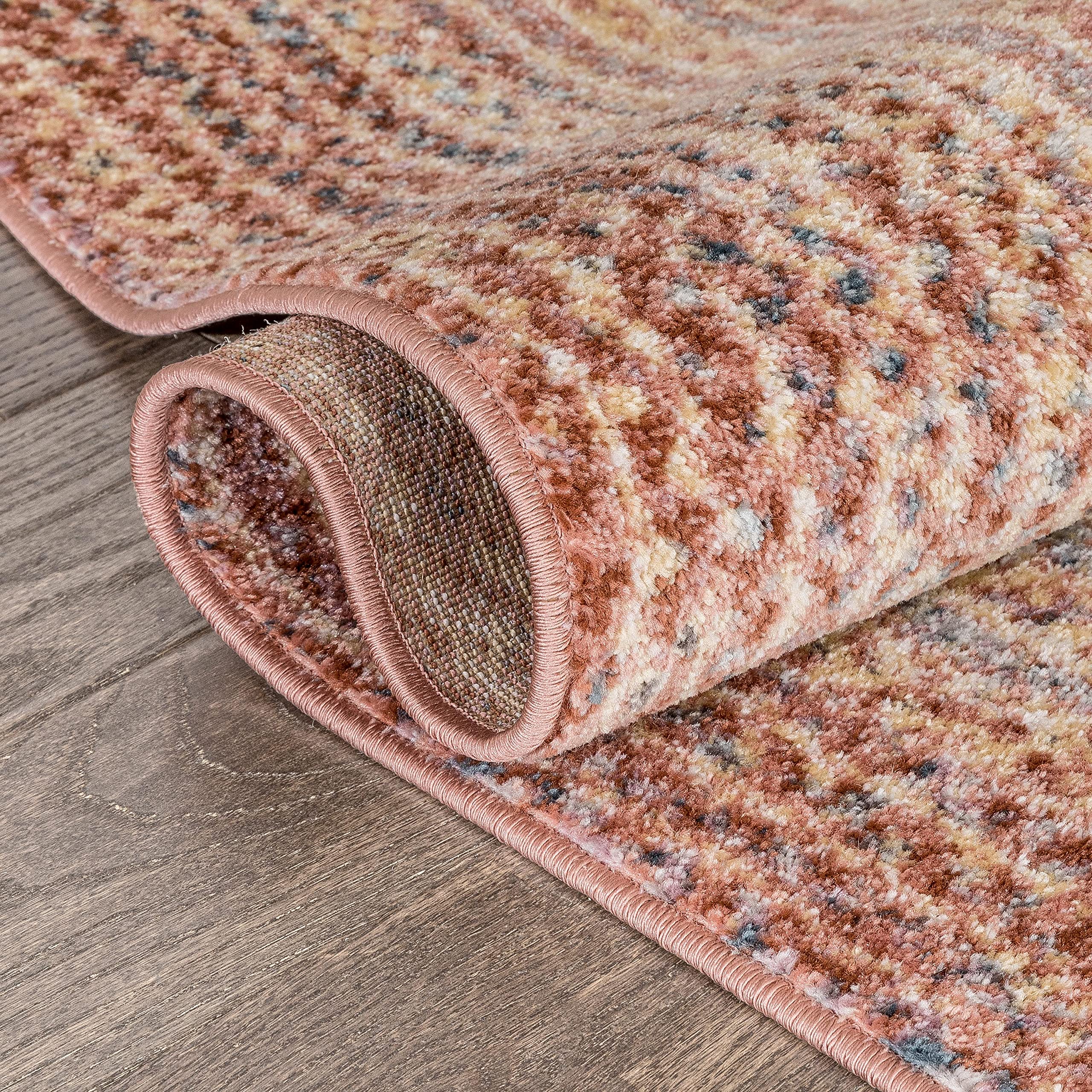 Well Woven Raggi Vintage Blush Pink Chindi Braided Pattern Area Rug (5'3" x 7'3")