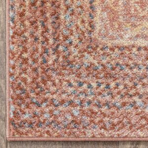 Well Woven Raggi Vintage Blush Pink Chindi Braided Pattern Area Rug (5'3" x 7'3")