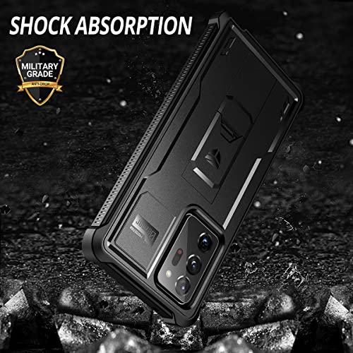 Dexnor for Samsung Galaxy Note 20 Ultra 5G Case, [Built in Screen Protector and Kickstand] Heavy Duty Military Grade Protection Shockproof Protective Cover for Samsung Galaxy Note 20 Ultra Black