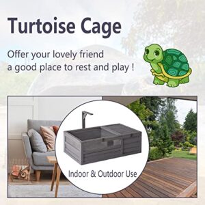 Grepatio Tortoise Enclosure, Tortoise House with Light Support Frame,Large Tortoise Habitat for Small Animals-Upgraded Weatherproof Bottom (Gray)