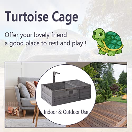 Grepatio Tortoise Enclosure, Tortoise House with Light Support Frame,Large Tortoise Habitat for Small Animals-Upgraded Weatherproof Bottom (Gray)