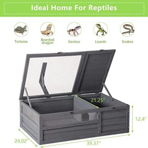 Grepatio Tortoise Enclosure, Tortoise House with Light Support Frame,Large Tortoise Habitat for Small Animals-Upgraded Weatherproof Bottom (Gray)