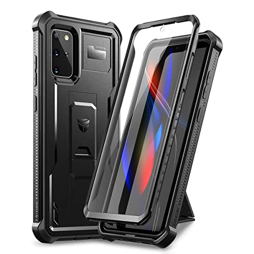 Dexnor for Samsung Galaxy S20+ Plus 5G Case, [Built in Screen Protector and Kickstand] Heavy Duty Military Grade Protection Shockproof Protective Cover, Black