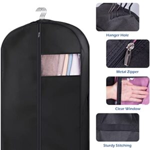 SLEEPING LAMB 60'' Trifold Garment Bags for Dress Storage Travel Dress Bag Gusseted Hanging Clothes Cover for Long Gowns, Coats, 2 Packs, Black