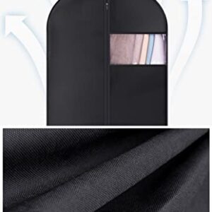 SLEEPING LAMB 60'' Trifold Garment Bags for Dress Storage Travel Dress Bag Gusseted Hanging Clothes Cover for Long Gowns, Coats, 2 Packs, Black