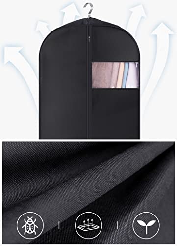 SLEEPING LAMB 60'' Trifold Garment Bags for Dress Storage Travel Dress Bag Gusseted Hanging Clothes Cover for Long Gowns, Coats, 2 Packs, Black