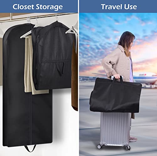 SLEEPING LAMB 60'' Trifold Garment Bags for Dress Storage Travel Dress Bag Gusseted Hanging Clothes Cover for Long Gowns, Coats, 2 Packs, Black