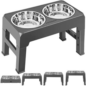 urpower elevated dog bowls 4 height adjustable raised dog bowl with 2 stainless steel dog food bowls non-slip dog bowl stand adjusts to 3.2”, 8.7”, 10.2”, 11.8” for small medium large dogs and pets