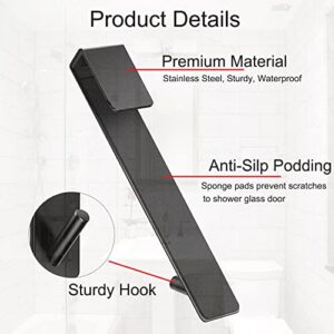 Windefun Stainless Steel Showe Door Hooks,Stainless Steel Powerful Adherive Hooks,for Frameless Glass Bathroom Doors,Can Hang Towels，Bathrobes，Coat Bag etc.